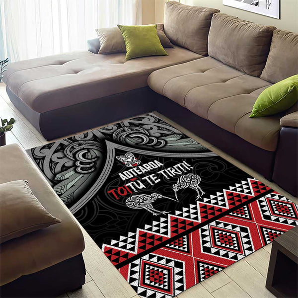 Aotearoa Toitu Te Tiriti Waitangi Area Rug Proud To Be Maori LT01