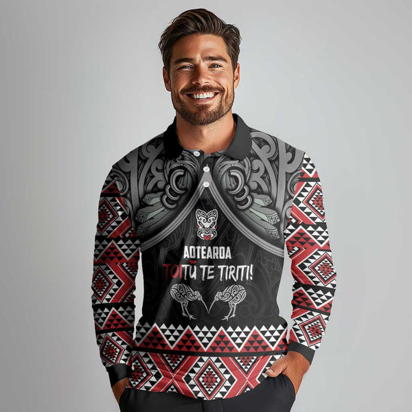 Aotearoa Toitu Te Tiriti Waitangi Long Sleeve Polo Shirt Proud To Be ...