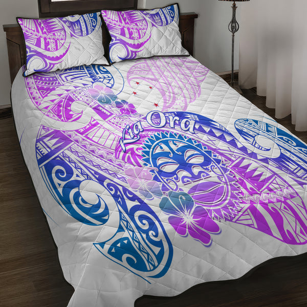 Kia Ora Maori New Zealand Pastel Quilt Bed Set Sun Ta Moko Lilac ...