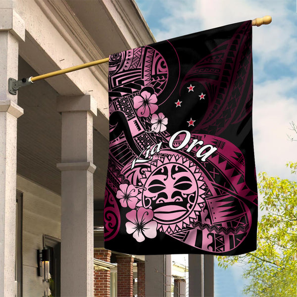 Aotearoa Kia Ora New Zealand Ta Moko Pink Version Garden Flag LT01