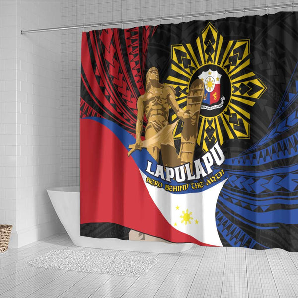 Lapulapu The First Filipino Hero Shower Curtain Polynesian Pattern LT01