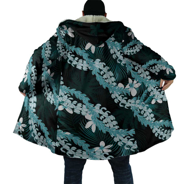 Puakenikeni Maile Lei Cloak Frangipani Turquoise Tropical Leaves LT01
