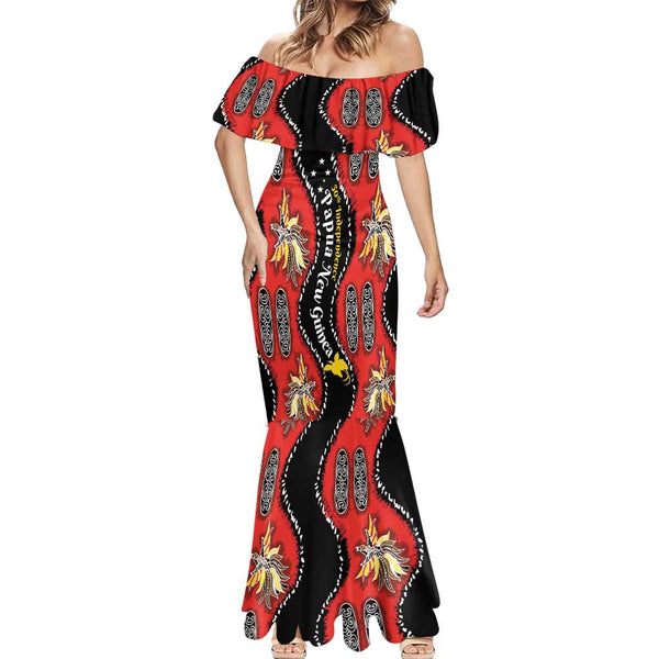 Papua New Guinea 50th Independence Mermaid Dress PNG Batik Pattern LT01