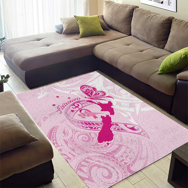 Personalised Aotearoa Breast Cancer Area Rug New Zealand Maori Pattern LT01