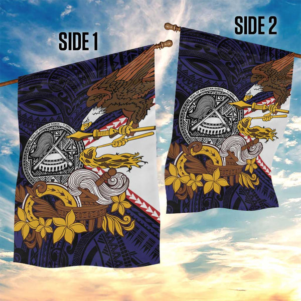 American Samoa Eagle Kava Bowl Garden Flag Plumeria Polynesian Pattern LT01