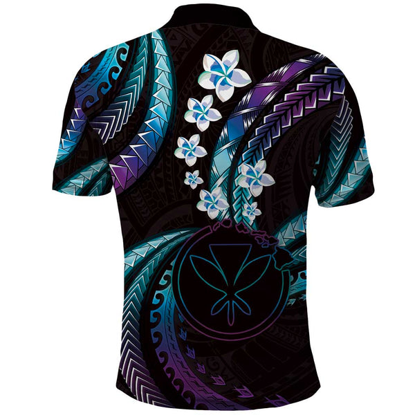 Hawaii Map Kanaka Maoli Polo Shirt Fantastic Frangipani Amethyst ...