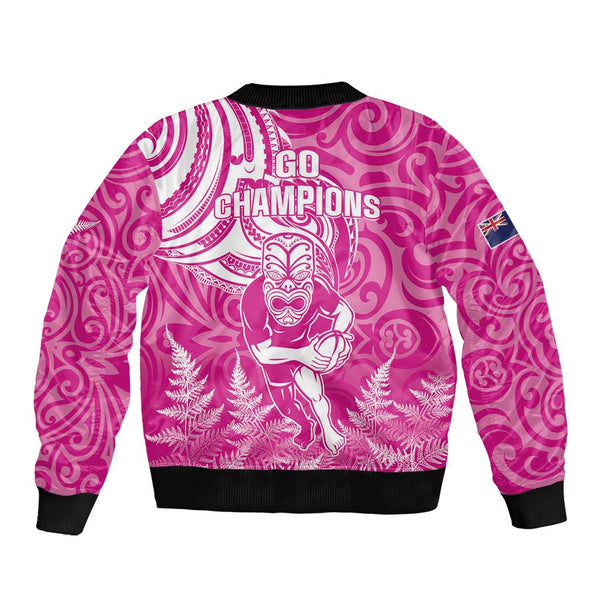New Zealand Silver Fern Rugby All Pink Sleeve Zip Bomber Jacket Maori ...