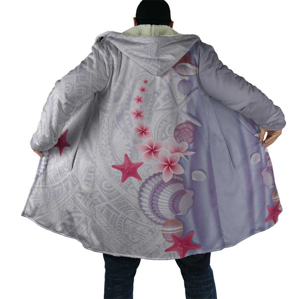 Purple Plumeria Sea Shell Cloak Starfish Polynesian Pattern LT01