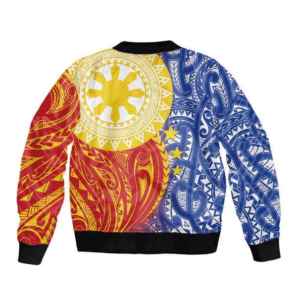 Philippines Sleeve Zip Bomber Jacket Pilipinas Polynesian Pattern LT01