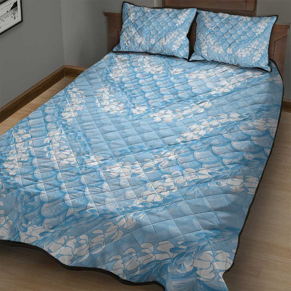 Baby Blue Mermaid Puakenikeni Maile Lei Quilt Bed Set LT01
