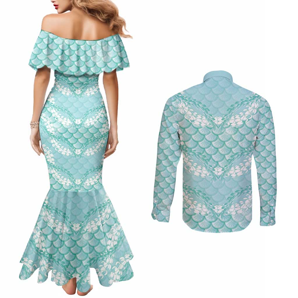 Light Turquoise Mermaid Puakenikeni Maile Lei Couples Matching Mermaid ...