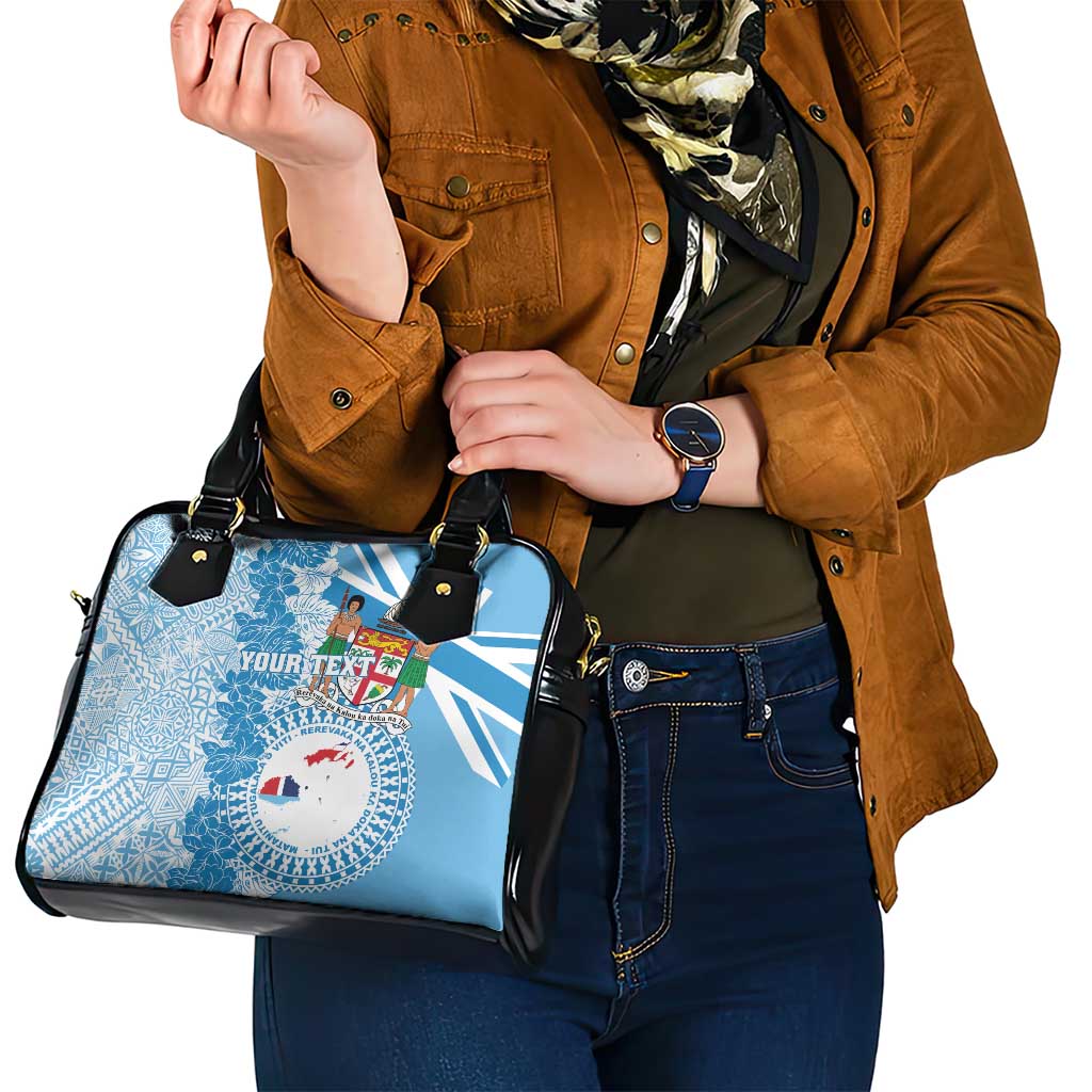Personalised Fiji Day Shoulder Handbag Fijian Map Hibiscus Tapa Pattern ...