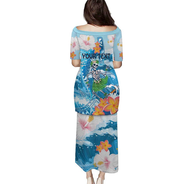 Personalized Hawaii Hula Girl Skeleton Dancing Puletasi Hibiscus Tribal ...