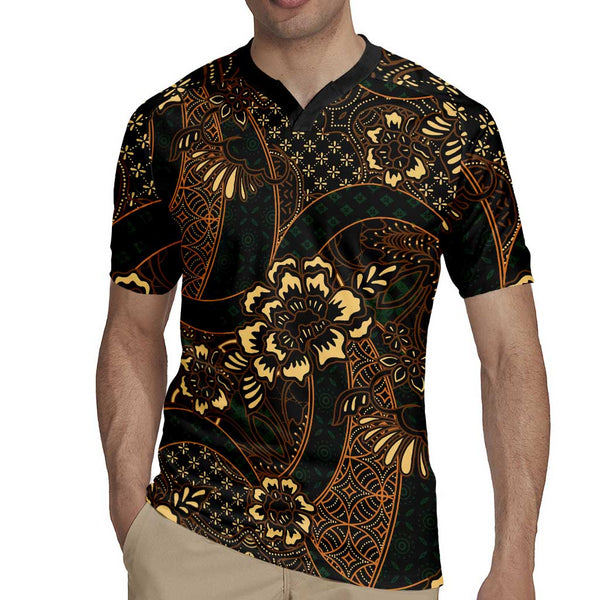 Indonesian Batik Pattern Vintage Brown Rugby Jersey LT01