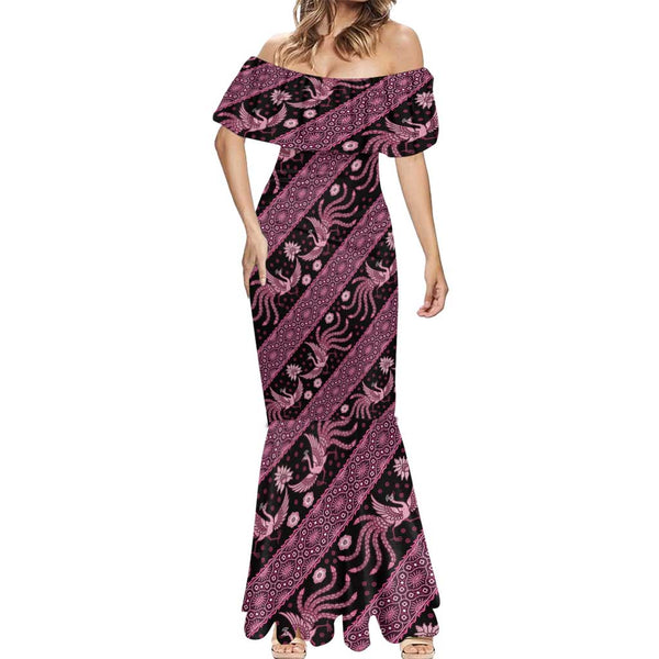 Indonesia Batik Pattern Mermaid Dress Pink Version LT01