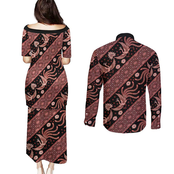 Indonesia Batik Pattern Couples Matching Puletasi and Long Sleeve ...