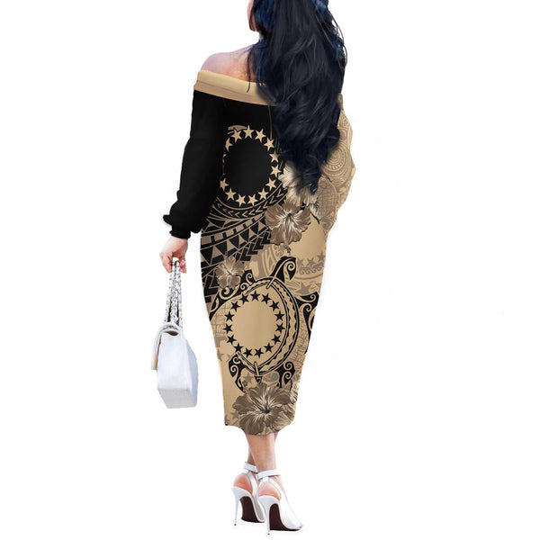 Cook Islands Turtle Off The Shoulder Long Sleeve Dress Stars and ...