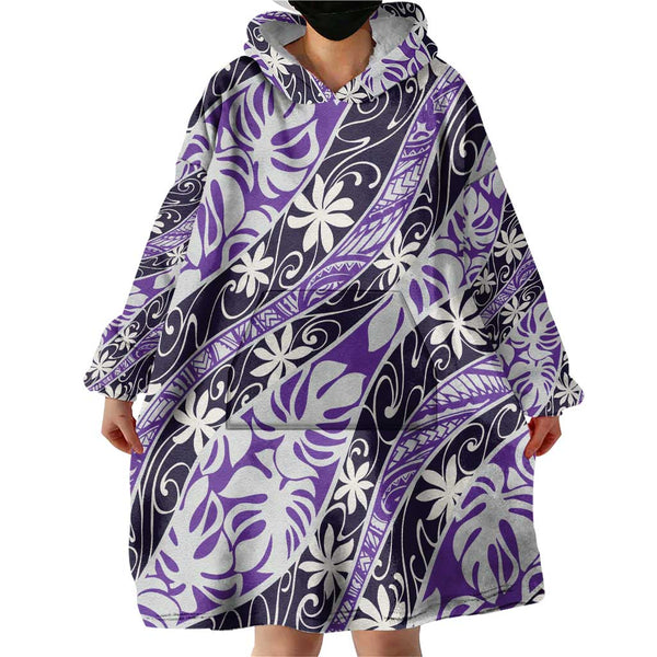 Vareau Tahiti Tiare Monstera Wearable Blanket Hoodie Polynesian Pattern ...
