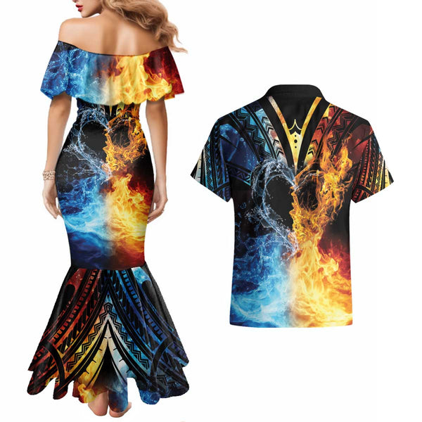 Personalised Polynesian Heart In Fire And Water Couples Matching ...