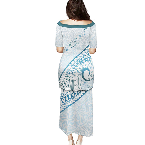 Pasifika Festival Puletasi Tribal Pattern Blue Version LT01