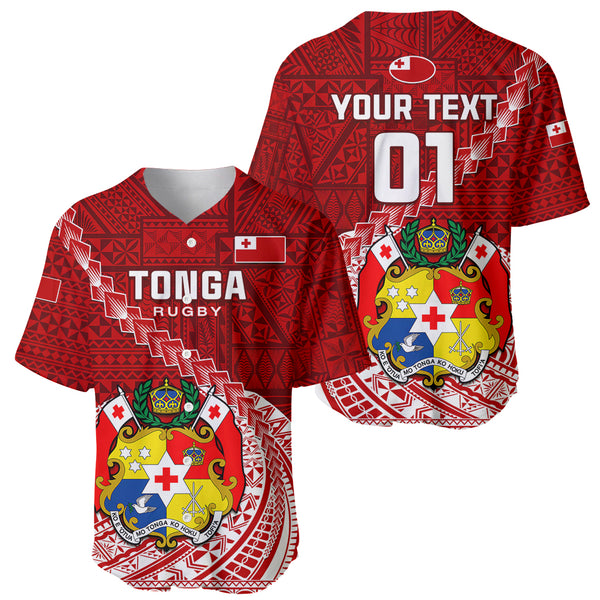 Custom Tonga Rugby Baseball Jersey Tongan Ngatu Pattern White Version LT01