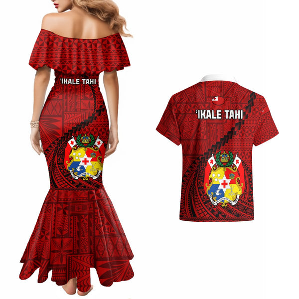 Tonga Rugby Couples Matching Mermaid Dress and Hawaiian Shirt Tongan ...