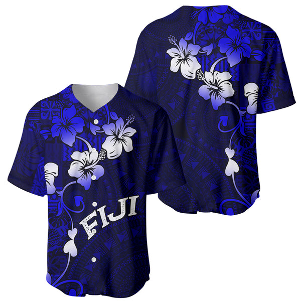 Fiji Masi Baseball Jersey Fijian Hibiscus Navy Blue Gold Version LT01