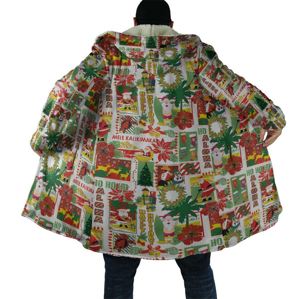 Hawaiian Santa Christmas Pattern Cloak White Version LT01