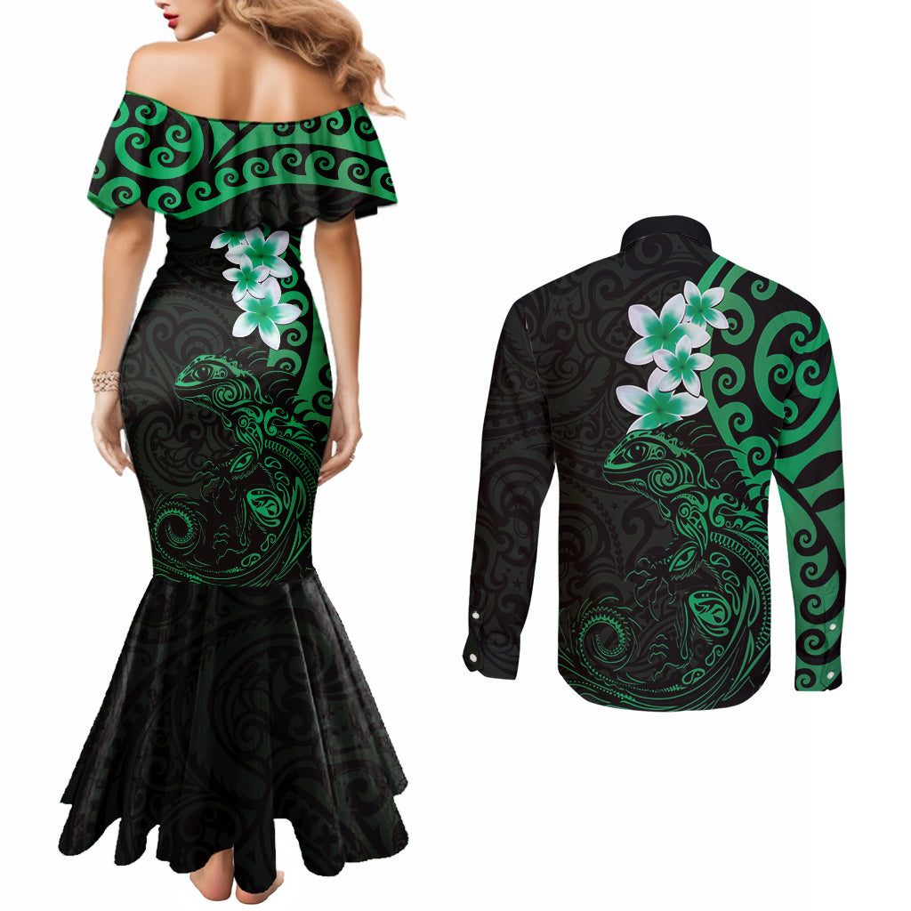 New Zealand Tuatara Plumeria Couples Matching Mermaid Dress and Long ...