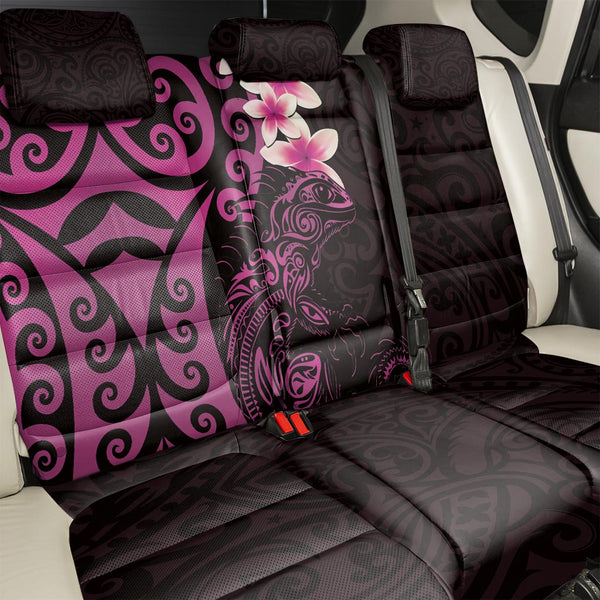 New Zealand Tuatara Plumeria Back Car Seat Cover Maori Pink Koru Tribal ...