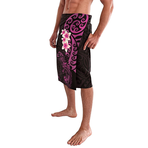 New Zealand Tuatara Plumeria Lavalava Maori Pink Koru Tribal Tattoo LT01