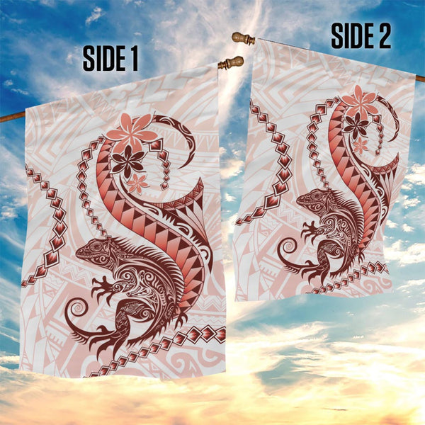 Red Maori Tuatara Garden Flag Luxury Pastel Pattern LT01