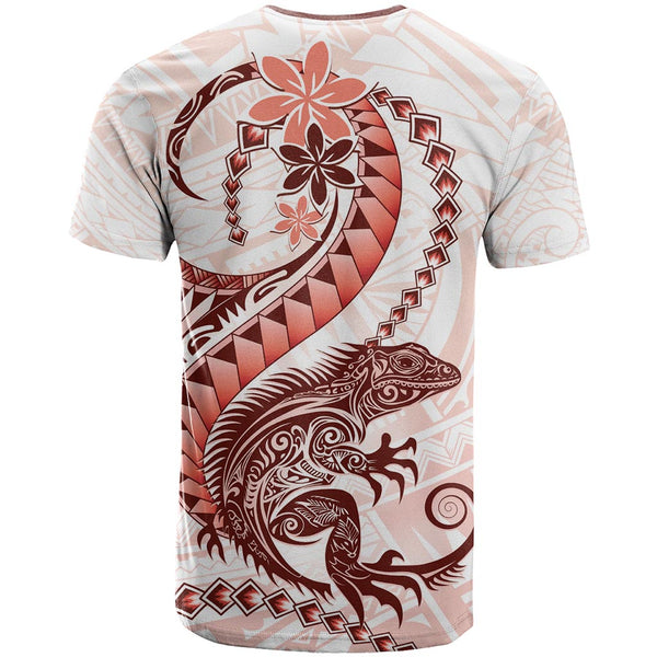 Red Maori Tuatara T Shirt Luxury Pastel Pattern LT01