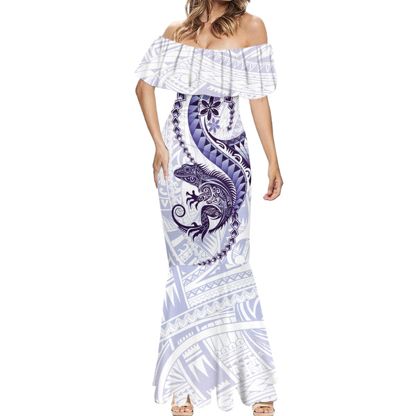 Purple Maori Tuatara Mermaid Dress Luxury Pastel Pattern LT01