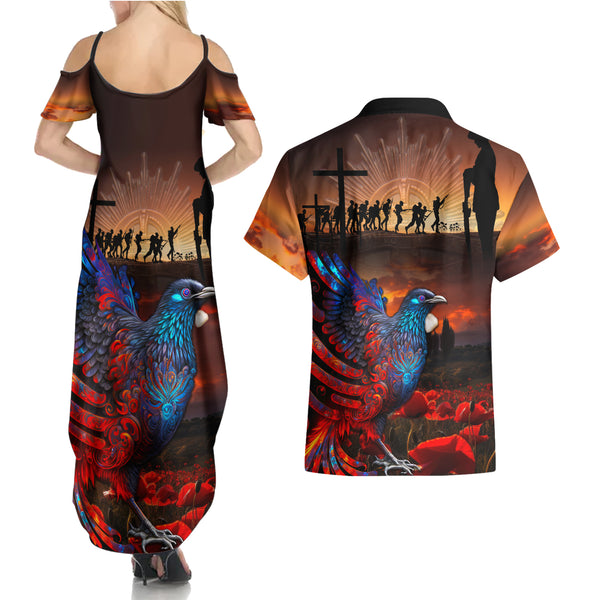 New Zealand Tui Bird Soldier ANZAC Couples Matching Summer Maxi Dress ...