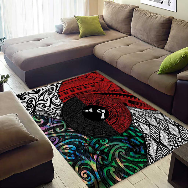 Tonga and New Zealand Together Area Rug Tongan Kupesi Ngatu Tattoo and ...