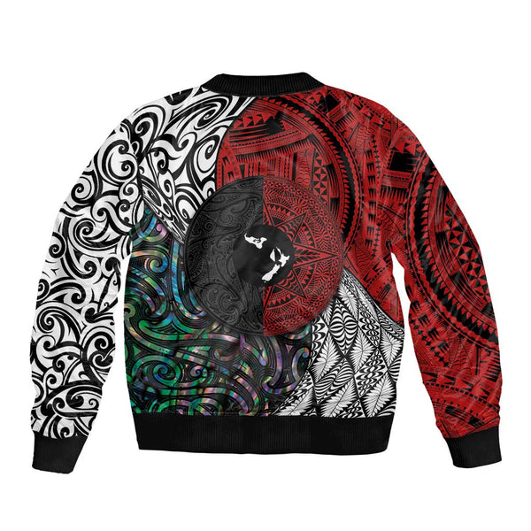 Tonga and New Zealand Together Bomber Jacket Tongan Kupesi Ngatu Tattoo ...