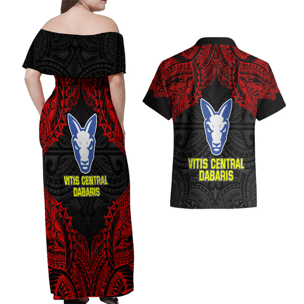Vitis Central Dabaris Rugby Couples Matching Off Shoulder Maxi Dress and Hawaiian Shirt Papua ...