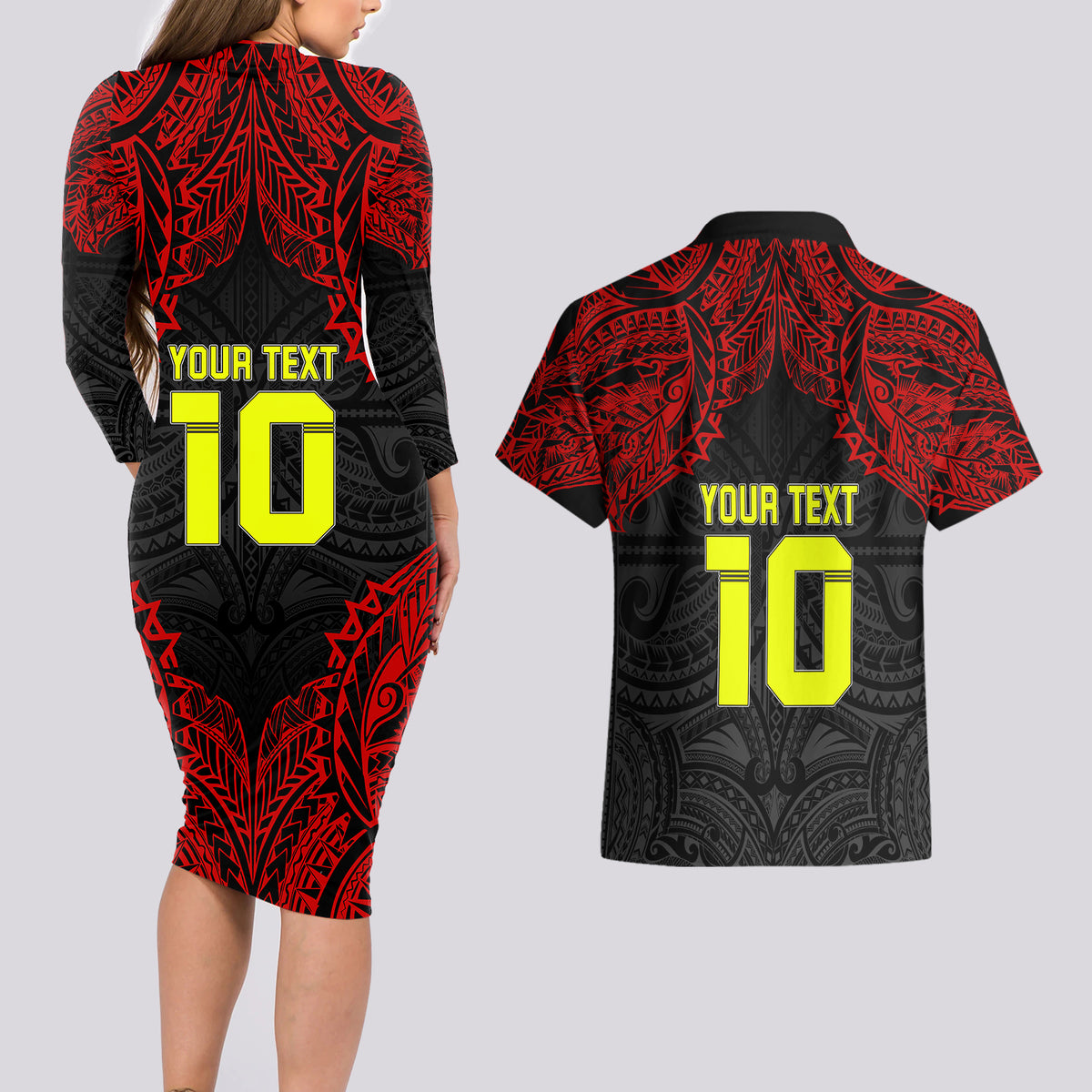 Custom Vitis Central Dabaris Rugby Couples Matching Long Sleeve Bodycon Dress and Hawaiian Shirt ...