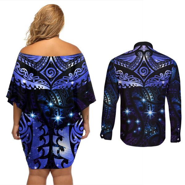 New Zealand Matariki Couples Matching Off Shoulder Short Dress and Long ...