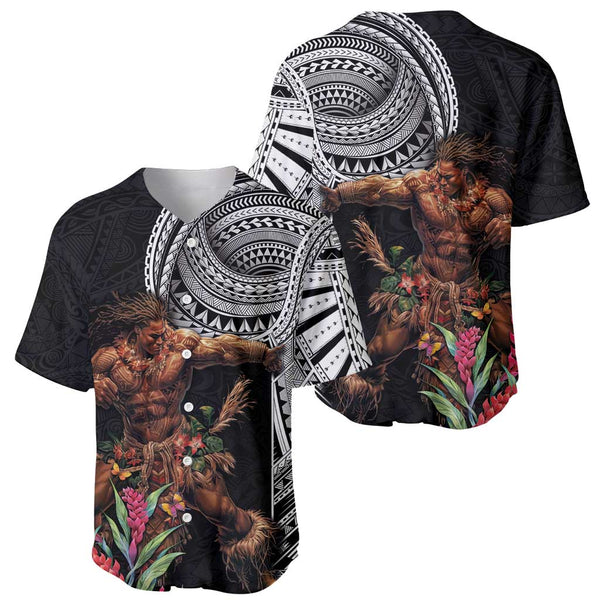 Samoan Warrior Art Tattoo Baseball Jersey Polynesian Pattern and Teuila ...