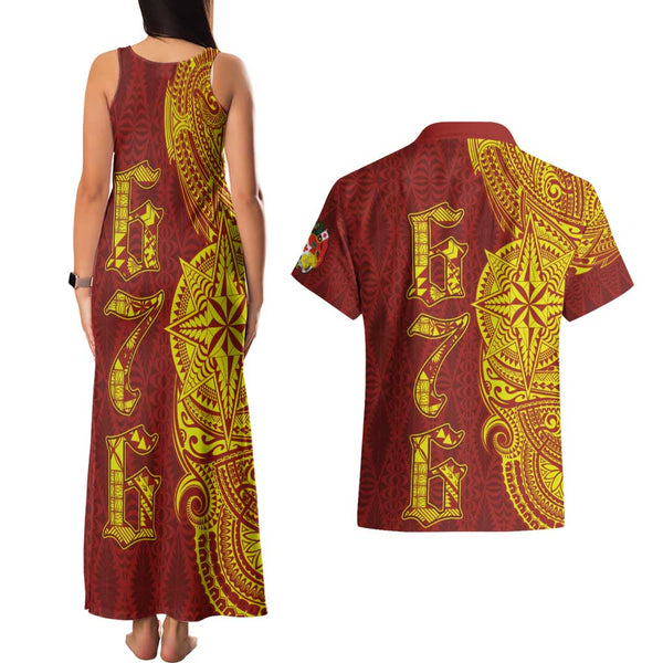 Tonga 676 Ngatu Tribal Tattoo Couples Matching Tank Maxi Dress and ...