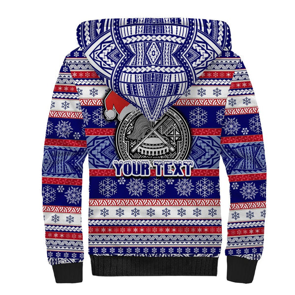 Custom American Samoa Christmas Sherpa Hoodie Samoan Coat of Arms and ...
