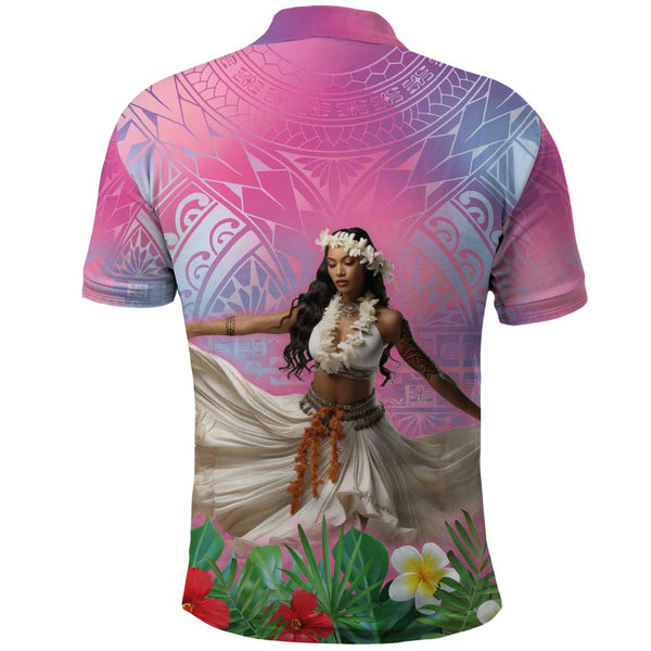 Woman Polynesian Tattoos Polo Shirt Tropical Flower - Sweets Vibrant ...