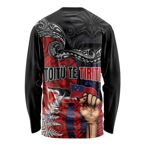 Aotearoa and Samoa Toitu Te Tiriti Long Sleeve Shirt Honour the Treaty ...