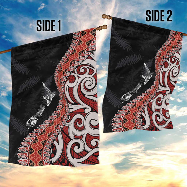 Aotearoa Maori Stylized Koru - Silver Ferns Garden Flag LT03