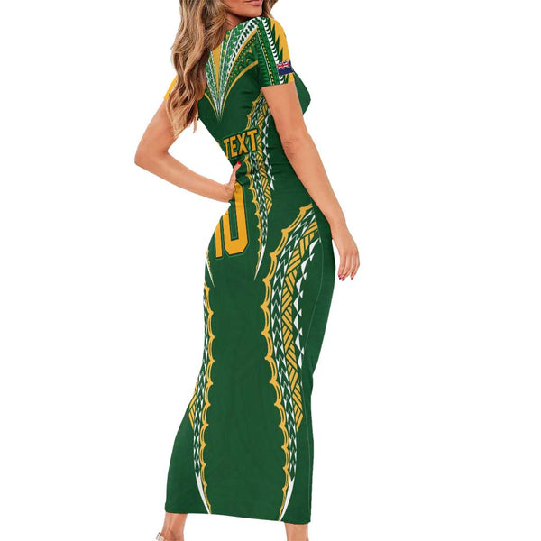 Custom Cook Islands Rugby League Short Sleeve Bodycon Dress Tatau ...