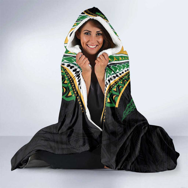 Custom Cook Islands Rugby League Hooded Blanket Tatau Tribal Pattern ...