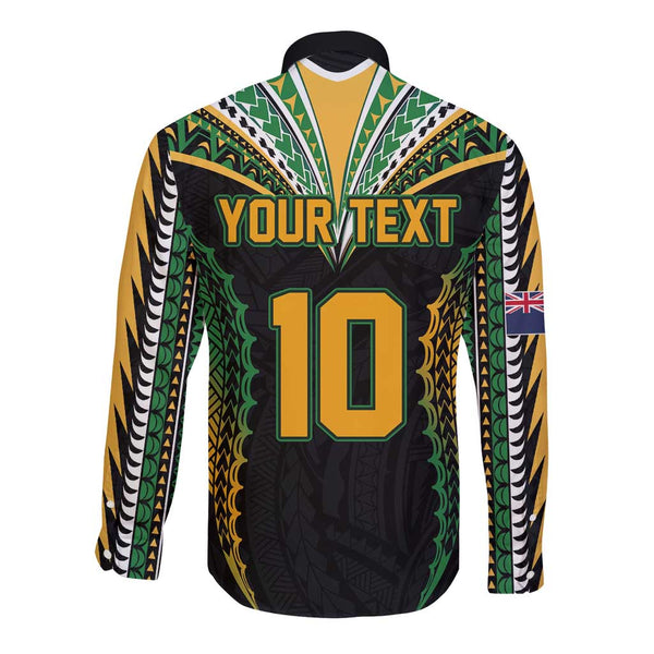 Custom Cook Islands Rugby League Long Sleeve Button Shirt Tatau Tribal ...