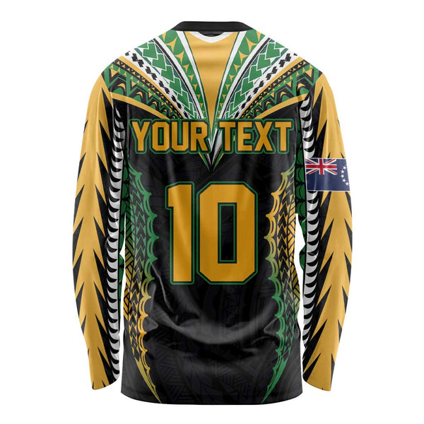 Custom Cook Islands Rugby League Long Sleeve Shirt Tatau Tribal Pattern ...